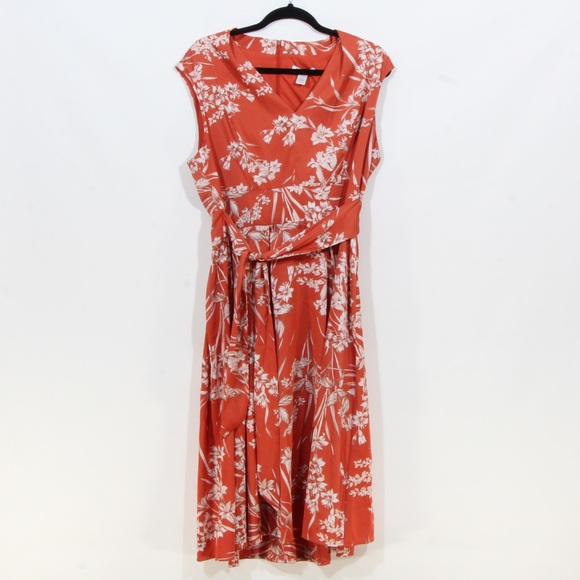 NorthStyle | Dresses | Northstyle Orange White Floral Print Midi Dress ...